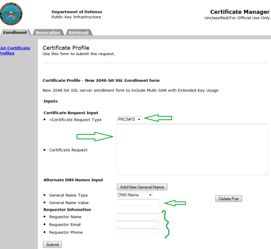 How to Request a DoD Server Certificate